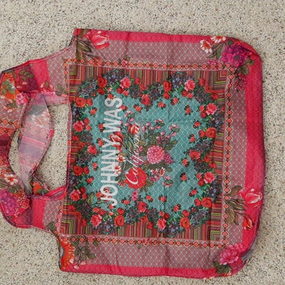 Johnny Was | Bags | Johnny Was Red Blue Floral Print Reusable Foldable ...